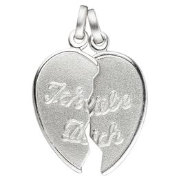 Puzzle-Anhänger Jobo "Partneranhänger Ich Liebe Dich", silber (silber 925), Schmuckanhänger, Silber 925 (Sterlingsilber), 925 Silber