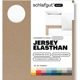 Spannbettlaken Schlafgut "EASY Jersey Elasthan Boxspring" Laken Gr. B/L: 140-160cm x 200-220cm, Jersey, 140-160x200-220cm 40cm, weiß (full, weiß) MADE IN GREEN by OEKO-TEX