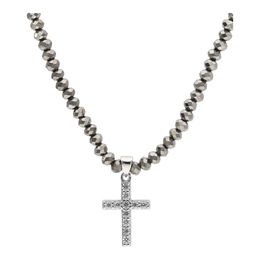 Kette mit Anhänger Smart Jewel "Kreuz Zirkonia Kristallsteine Silber 925" Halsketten Gr. 45 cm, Silber 925 (Sterlingsilber), grau Damen