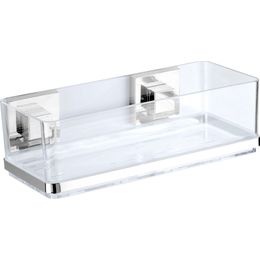 Duschablage Wenko "Vacuum-Loc Quadro" Regale Gr. B/H/T: 14cm x 8,5cm x 25,5cm, silberfarben (glänzend, loc: chrom, ablage: transparent) 1 Ablage