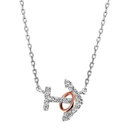 Kette mit Anhänger Firetti "Schmuck Geschenk Silber 925 Halsschmuck Halskette Ankerkette" Halsketten Gr. Silber 925 (Sterlingsilber), Länge: 45 cm, rosegold (silberfarben, roségoldfarben, weiß) Damen mit Zirkonia (synth.)