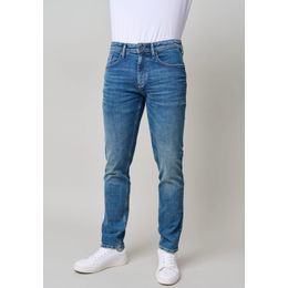 Slim-fit-Jeans Blend "Jet" Gr. 32, Länge 32, blau (mid, blau), Herren, Denim/Jeans, Obermaterial: 98% Baumwolle, 2% Elasthan, Abriebeffekte, Jeans