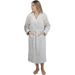 Unisex-Bademantel LEONIQUE "»Tailles«" Hausmäntel Gr. M Länge: 120 cm, beige (sand) langer Bademantel für Damen und Herren, 100% Baumwolle, XS-3XL