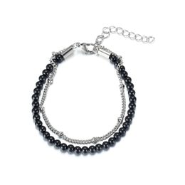 Fußkette Firetti "Schmuck Geschenk, Körperschmuck, Anlass Geburstag, Weihnachten" Fußkettchen Gr. Edelstahl, schwarz (edelstahlfarben-schwarz + schwarz) mit Türkis, Achat oder Dumortierit