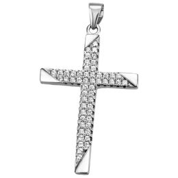 Ketten-Anhänger Firetti "Schmuck Geschenk Silber 925 Halsschmuck Anhänger Kreuz" Schmuckanhänger Gr. Silber 925 (Sterlingsilber), 2,90 g, silberfarben (silberfarben, kristallweiß, kristallweiß) Damen mit Zirkonia (synth.)