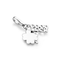 Charm-Einhänger Giorgio Martello MILANO "Kleeblatt und Schriftzug Good Luck, Silber 925" Charms silberfarben (silber) Damen