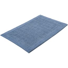 Badematte Kleine Wolke "Net" Badematten Gr. rechteckig (60cm x 90cm), Baumwolle, blau (stahlblau) Badteppich, Uni Farben, rutschhhemmend