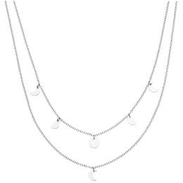 Collier PURELEI "Schmuck Geschenk Luna Anhänger Halbmond doppelte Kette" Halsketten Gr. Edelstahl, L: 40cm, silberfarben (edelstahlfarben) Damen