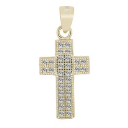 Adelia´s Ketten-Anhänger ADELIA´S "Damen Anhänger Kreuz aus 925 Silber mit Zirkonia" Schmuckanhänger goldfarben (gold) Damen