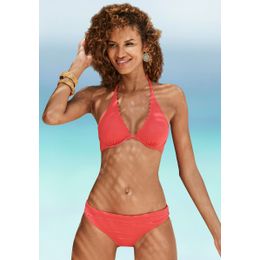 Bikini-Hose Lascana "Scallop" Gr. 44, N-Gr, rot Damen Badehosen mit Umschlagbund