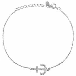 Adelia´s Armband ADELIA´S "Damen Anker aus 925 Silber mit Zirkonia 20 cm" Armbänder Gr. 20, Silber 925 (Sterlingsilber), silberfarben (silber) Damen