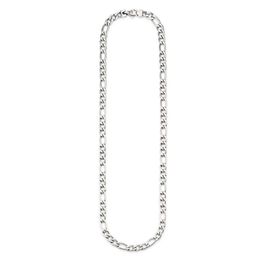 Edelstahlkette Bruno Banani "Schmuck Geschenk, Halskette Figarokette Silber" Halsketten Gr. 50, Edelstahl, L: 50cm B: 6,7mm, silberfarben (edelstahlfarben) Herren