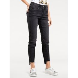 Röhrenjeans Heine Gr. 46, Normalgrößen, schwarz (black denim) Damen Jeans