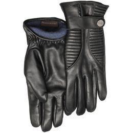 Lederhandschuhe Pearlwood "Britt" Gr. 10, schwarz (black) Damen Handschuhe Touchscreenfähig- mit 10 Fingern bedienbar, farbiges Innenfutter