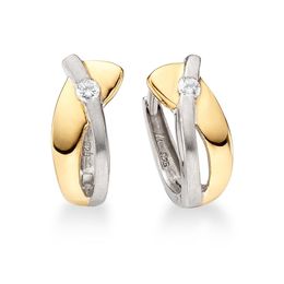 Paar Creolen Bruno Banani "Schmuck Geschenk Silber 925 Ohrschmuck Ohrringe Gold" Gr. Silber 925 (Sterlingsilber), goldfarben (silberfarben, gelbgoldfarben, weiß, kristallweiß) Damen mit Zirkonia (synth.)