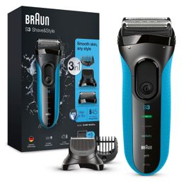 Elektrorasierer Braun "Series 3 Shave&Style 3010BT" schwarz (schwarz, blau) Wet&Dry, 30 Minuten Akkulaufzeit