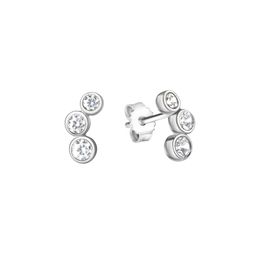 Paar Ohrstecker Vivance "925/- Sterling Silber rhodiniert Zirkonia" Ohrringe Gr. ONE-SIZE, Silber 925 (Sterlingsilber), weiß (weiß, weiß) Damen