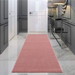 Teppich Carpet City "Friseé-Teppich FANCY900" Teppiche Gr. B: 80 cm 1 St., 12 mm, L: 300 cm, rosa (rosé) Kurzflor, Einfarbig, 3D-Optik, Streifen Look