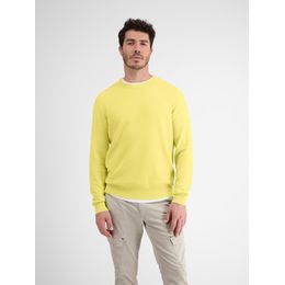 Strickpullover Lerros "Lerros Crewneck Strickpullover", Herren, Gr. S, gelb (pure lemon), 100% Baumwolle, Pullover