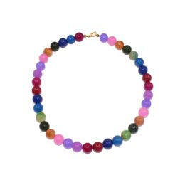 Collier Firetti "Schmuck Geschenk Halsschmuck Halskette Farbstein Edelstein Quarz" Halsketten Gr. Messing-Nylon, L: 50cm, bunt (gelbgoldfarben-mehrfarbig-lila-rosa-grün-blau) Damen Made in Germany - mit Quarz