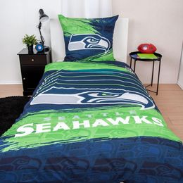 Bettwäsche NFL "NFL Seahawks" Gr. B/L: 135 cm x 200 cm, 1 St., 1 St., Renforcé, B/L: 80 cm x 80 cm, bunt Kinder Wendemotiv