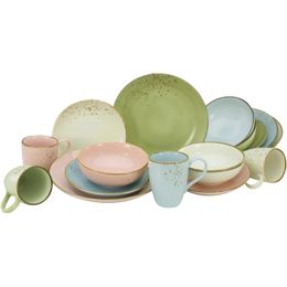 Kombiservice Creatable "Geschirr-Set NATURE COLLECTION Pastell" Geschirr-Sets Gr. 16 tlg., bunt (rosa, hellmint, hellblau, natur) Service, Pastelltöne, 16 Teile, für 4 Personen