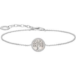 Armband Thomas Sabo "mit Tree-of-Love-Anhänger, A2160-007-21-L19V, A2160-427-39-L19V" Armbänder Gr. 19, Silber 925 (Sterlingsilber), bunt (silberfarben, weiß) Damen