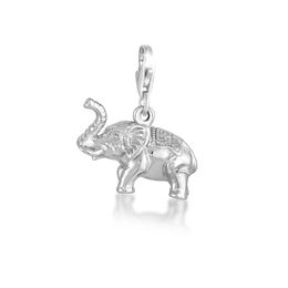 Charm-Einhänger NENALINA "Anhänger Elefant Tier Reise Verziert 925 Silber" Charms Gr. ohne Stein, silberfarben (silber) Damen