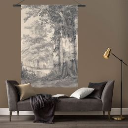 Wandbild Art for the home "Vintage Wald" Bilder Gr. B/H/T: 100cm x 150cm x 2cm, quadratisch,, bunt (mehrfarbig) Wandteppich XL