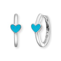 Paar Creolen Herzengel "Schmuck Geschenk, Little Heart, Herz, HEE-HEART-06-CR, HEE-HEART-13-CR" Ohrringe Gr. Silber 925 (Sterlingsilber), bunt (silberfarben-blau) Mädchen mit Emaille