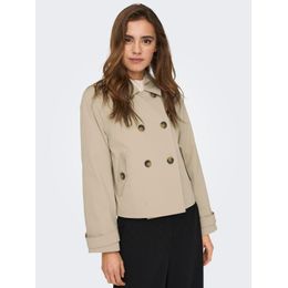 Kurzjacke Only "ONLAPRIL SHORT TRENCHCOAT OTW NOOS", Damen, Gr. M (38), braun (oxford tan), Web, Obermaterial: 100% Polyester, unifarben, modisch, Langarm, Jacken