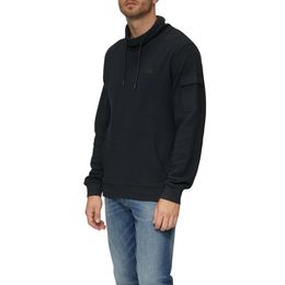 Sweater s.Oliver Gr. L, blau (navy) Herren Sweatshirts mit Kängurutasche und hohem Stehkragen