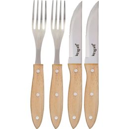 Steakbesteck JIM BEAM BBQ "Gabel & Messer" Essbesteck-Sets Gr. 4 tlg., beige (natur, silberfarben) Set 4-tlg.