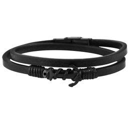 Adelia´s Edelstahlarmband ADELIA´S "Herren Armband Anker aus Edelstahl 41 cm" Armbänder Gr. 41, Edelstahl, schwarz Herren