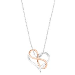 Kette mit Anhänger Amor "Herz Infinity/Unendlichkeitsschleife, 2026251" Halsketten Gr. Silber 925 (Sterlingsilber), L: 45cm, rosegold (silberfarben-roségoldfarben) Damen