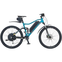 E-Bike Prophete "Graveler" E-Bikes Gr. 48cm, 27,5 Zoll (69,85cm), blau (petrol) Pedelec, Elektrofahrrad für Damen u. Herren, MTB