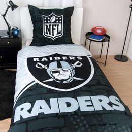 Bettwäsche NFL "NFL Raiders" Gr. B/L: 135 cm x 200 cm, 1 St., 1 St., Renforcé, B/L: 80 cm x 80 cm, bunt Kinder Wendemotiv