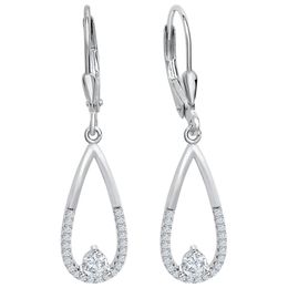 Paar Ohrhänger Firetti "Schmuck Geschenk Silber 925 Ohrschmuck Patentbrisur Tropfen" Ohrringe Gr. Silber 925 (Sterlingsilber), silberfarben (silberfarben, kristallweiß, kristallweiß) Damen mit Zirkonia (synth.)