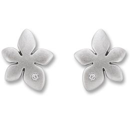 Paar Ohrhänger ONE ELEMENT "Zirkonia Blume Ohrringe Ohrstecker aus 925 Silber" Gr. Kinder, Silber 925 (Sterlingsilber), silberfarben (silber) Damen Silber Schmuck Blume