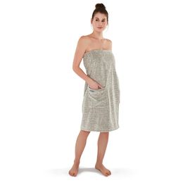 Möve Sarong MÖVE "Eden" Hausmäntel Gr. Länge: 85 cm, beige (natur) im Karo-Design