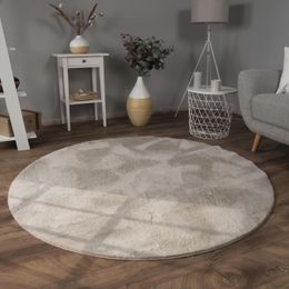 Fellteppich Paco Home "Kunstfell Soft 380" Teppiche Gr. Ø 200 cm 1 St., 14 mm, beige Fellteppich Langflor, Kuschelteppich - besonders weich, Uni-Farben