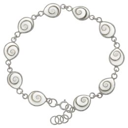 Armband Vivance "925 Silber mit Muschel weiß" Armbänder Gr. 19,5cm, Silber 925 (Sterlingsilber), weiß Damen Charm-Armband Silberarmband Chunks Armschmuck