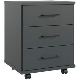 Rollcontainer wimex "Home Desk", grau (graphit), B:46cm H:58cm T:40cm, Spanplatte, Rollwagen, mit 3 Schubladen, 46cm breit, 58cm hoch