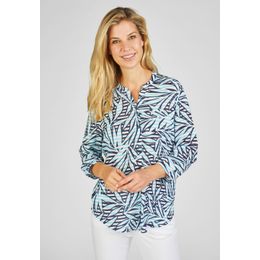 Klassische Bluse Rabe "Rabe mit Blattmotiv" Gr. 50, blau (hellblau) Damen Blusen