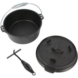 Kasserolle El Fuego "El Fuego Dutch Oven" Töpfe Gr. 5,6 l + Höhe 16cm, schwarz aus Gusseisen, mit spezieller Oberflächenveredelung, 5,6 l