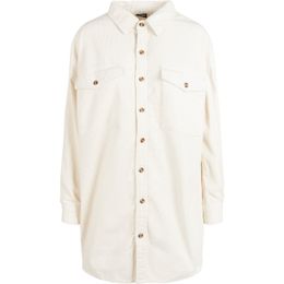 Hemdbluse Urban Classics "Urban Classics Damen Ladies Long Corduroy Overshirt" Gr. 4XL, beige (sandweiß) Damen Blusen