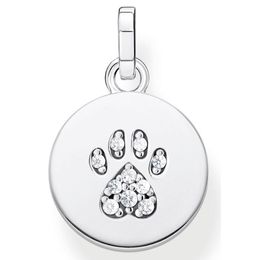 Ketten-Anhänger Thomas Sabo "Coin Pfote Katze silber, PE882-643-14" Schmuckanhänger Gr. Silber 925 (Sterlingsilber), 2,74 g, bunt (silberfarben-weiß + weiß) Damen mit Zirkonia (synth.)