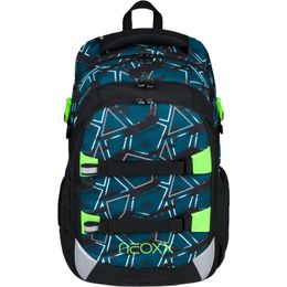 Schulrucksack neoxx "Active Pro, Flash Yourself" Gr. B/H/T: 31cm x 45,5cm x 24cm, blau (flash yourself) Kinder Rucksäcke