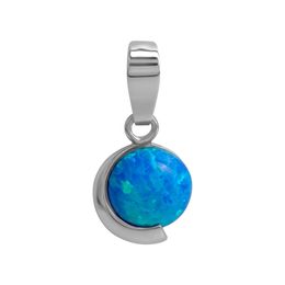 Ketten-Anhänger Vivance "925/- Sterling Silber rhodiniert imit. Opal blau" Schmuckanhänger Gr. ONE-SIZE, Silber 925 (Sterlingsilber), 0,7 g, weiß (weiß, blau) Damen