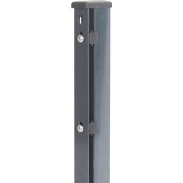 Zaunpfosten Alberts, grau (anthrazit), B:6cm H:240cm T:4cm, Stahl, Zaunpfosten, 60x40 mm für Doppelstabmattenzaun, 240 cm, mit Flacheisen